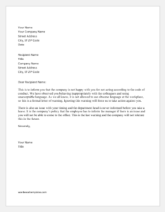 Letter of Disappointment of Code of Conduct | Word & Excel Templates