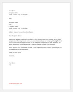 Purchase Order Cancellation Letter Template | Word & Excel Templates
