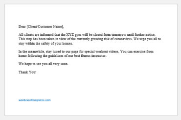 Business Closing Announcement Statements for COVID-19 | Word & Excel ...