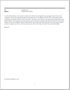 Email to Postpone a Meeting | Copy/Download Samples