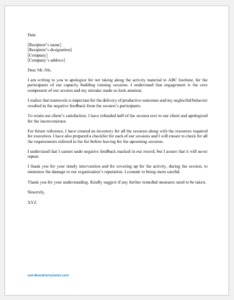 Apology Letter for Mistake at Work | Word & Excel Templates