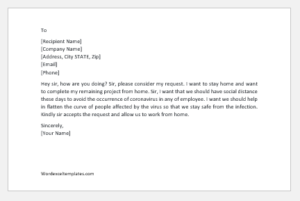 Request to Work from Home Messages | Word & Excel Templates