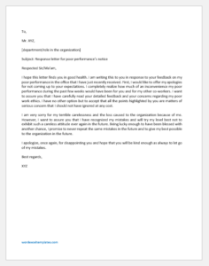 Response Letter for Poor Performance | Download Samples