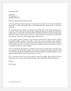 Construction Warranty Claim Letter | Word & Excel Templates