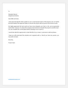 Project Transfer Letter Template | Word & Excel Templates