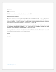 Letter of Late Submission of Documents | Download/copy Text
