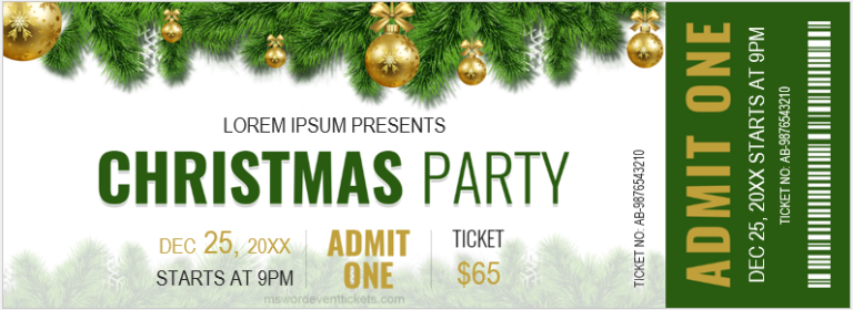 Christmas Party Ticket Templates for MS Word | Edit