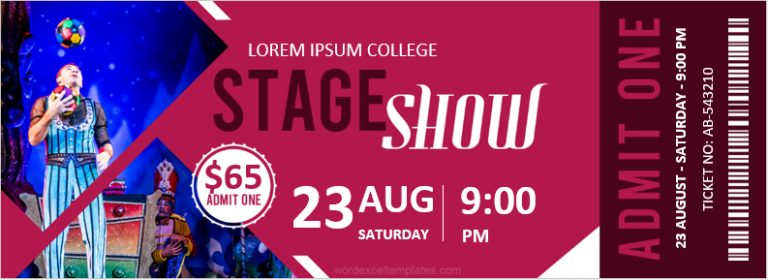 College Stage Show Ticket Templates for Word | Download Free