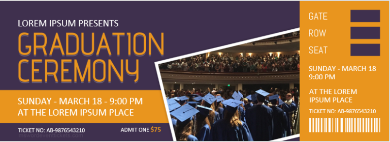 Graduation Ceremony Party Ticket Templates for Word | Word & Excel ...