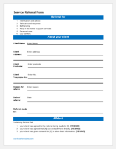 Service Referral Form Template for Word | Download Samples