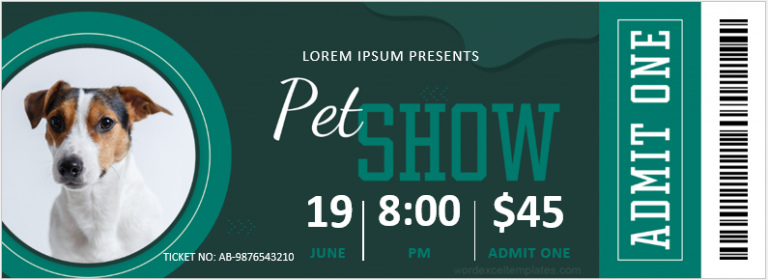 Pet Show Ticket Templates for Word | Word & Excel Templates