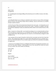 Complaint Letter for Overcharged Bill | Download/copy Sample