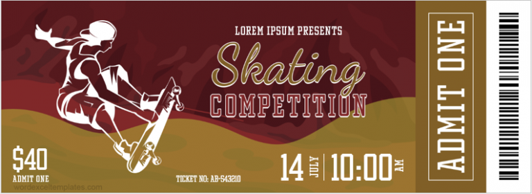 Skating Competition Ticket Templates | Download Editables