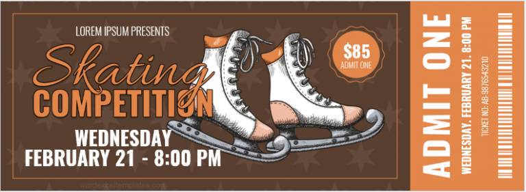Skating Competition Ticket Templates | Download Editables