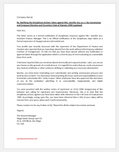 Letter of Disciplinary Action for Employee | Download