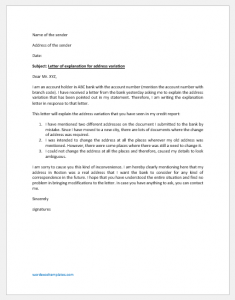 Letter of Explanation for Address Variation | Word Templates