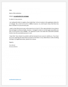 Letter of Explanation for Mortgage | Word & Excel Templates