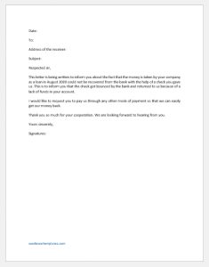 Notify a Debtor of Returned Check | Word & Excel Templates