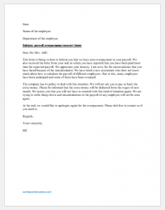 Payroll Overpayment Recovery Letter | Word & Excel Templates