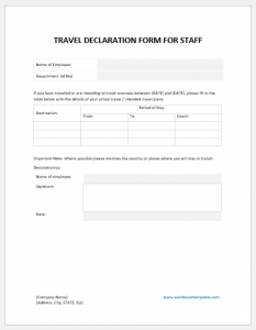 Employee Travel Declaration Form for Word | Download & Edit