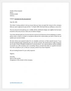 Letter Reminding a Customer that Payment is Due | Download
