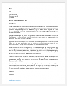 Partnership Breakup Letter Template | Word & Excel Templates