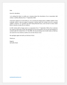 Letter of Dissolution of Corporation | Download Letter FREE