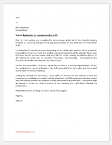 Explanation and Apology Letters to Boss for Misunderstanding