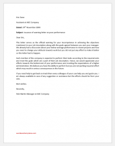 Warning Letter for Poor Performance with Sample | Download