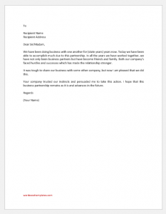 Thank You Letter for Business Partnership | Download Letter