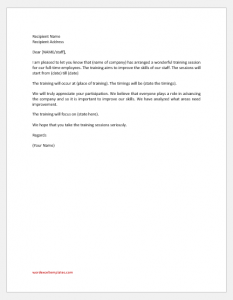 Training Notification Letter to Employee(s) | Download FREE
