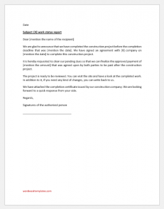 Work Completion Report Letter Samples | Download Letters
