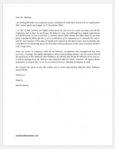 Letter Responding to Unfair Labor Practice | Download