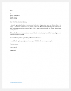 Letter of Apology for Sleeping on Duty | Download FREE