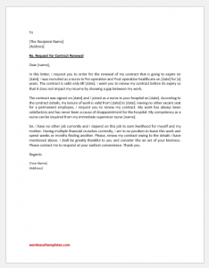 Contract Renewal Letter Format for Nurse with Template
