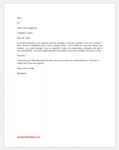 Letter to Express Concern about Team Member | Download