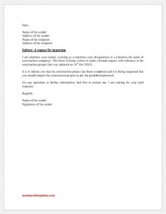 Request Letter for Inspection of Construction Project | Free