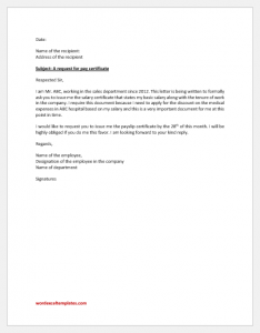 Request Letter for Salary Certificate | Download and Forward