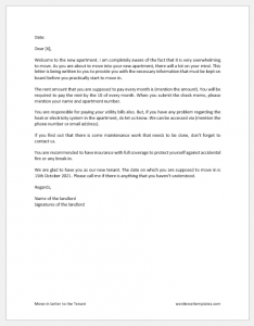 Move-in Letter to the Tenant | Word & Excel Templates