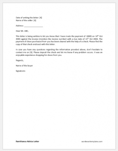 Remittance Advice Letter Template for Word | Download Free