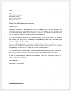 Warning Letter for Bypass Work Process | Download Letter
