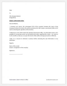 Authorization Letter for Branch Office | Download Letter