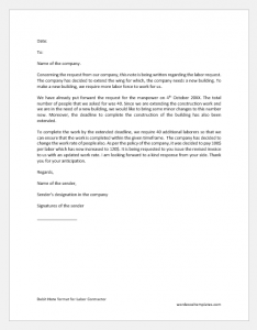 Debit Note format for Labor Contractor | Download Letter