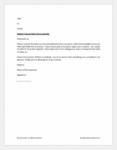 Excuse Letter for Menstruation | Word & Excel Templates