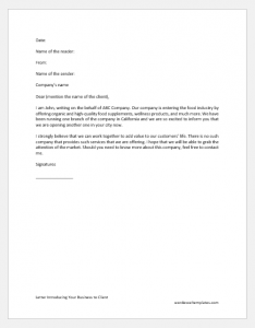 Letter Introducing Your Business to Client | Download