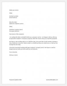 Proposal Acceptance Letter Sample | Word & Excel Templates