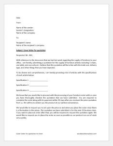 Cover Letter for Quotation to Client | Download Letter