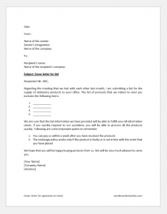 Cover Letter for Quotation to Client | Download Letter