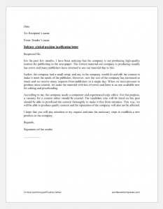 Critical Position Justification Letter | Download Letter