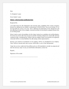 Critical Position Justification Letter | Download Letter